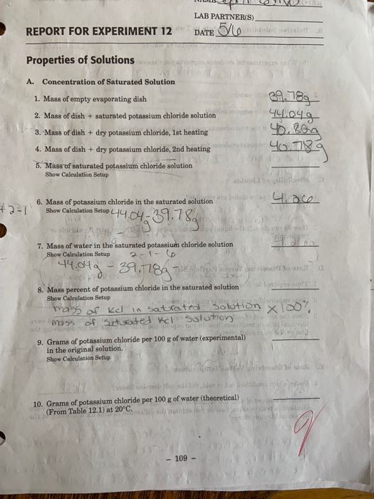 Solved LAB PARTNERIS)- REPORT FOR EXPERIMENT 12DATE | Chegg.com