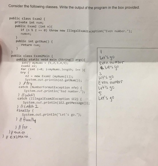 Solved Consider the following classes. Write the output of | Chegg.com