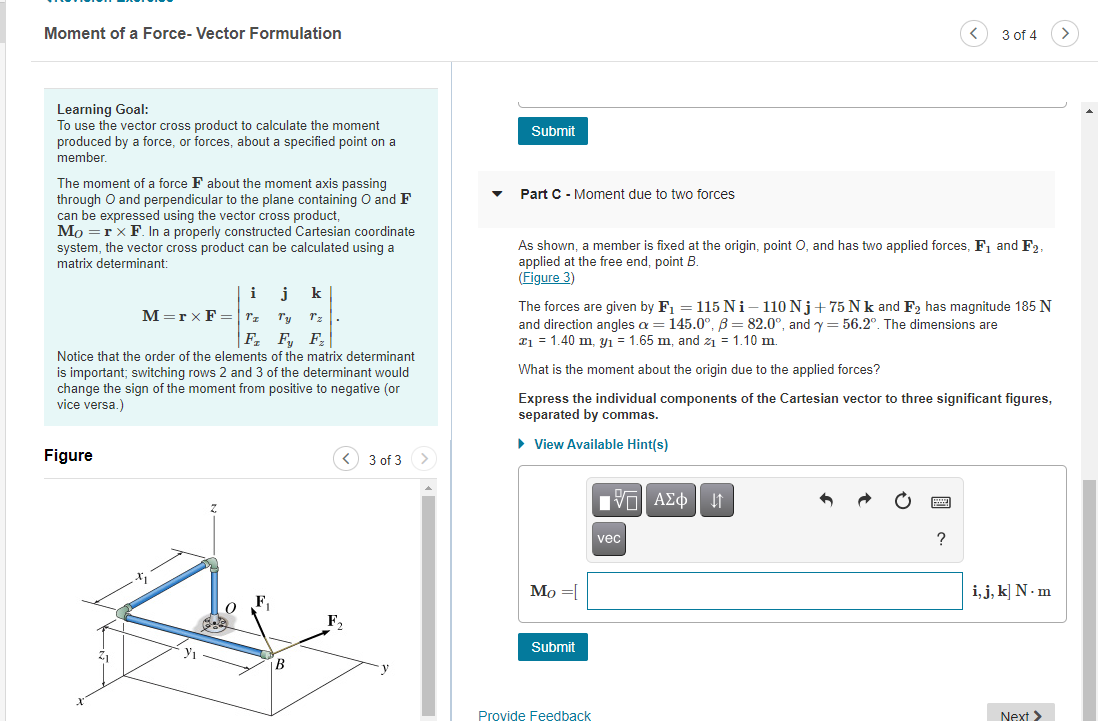 Solved Moment of a Force- Vector Formulation 3 of 4 Part A - | Chegg.com