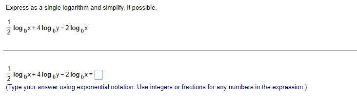 Solved Express as a single logarithm and simplify, if | Chegg.com
