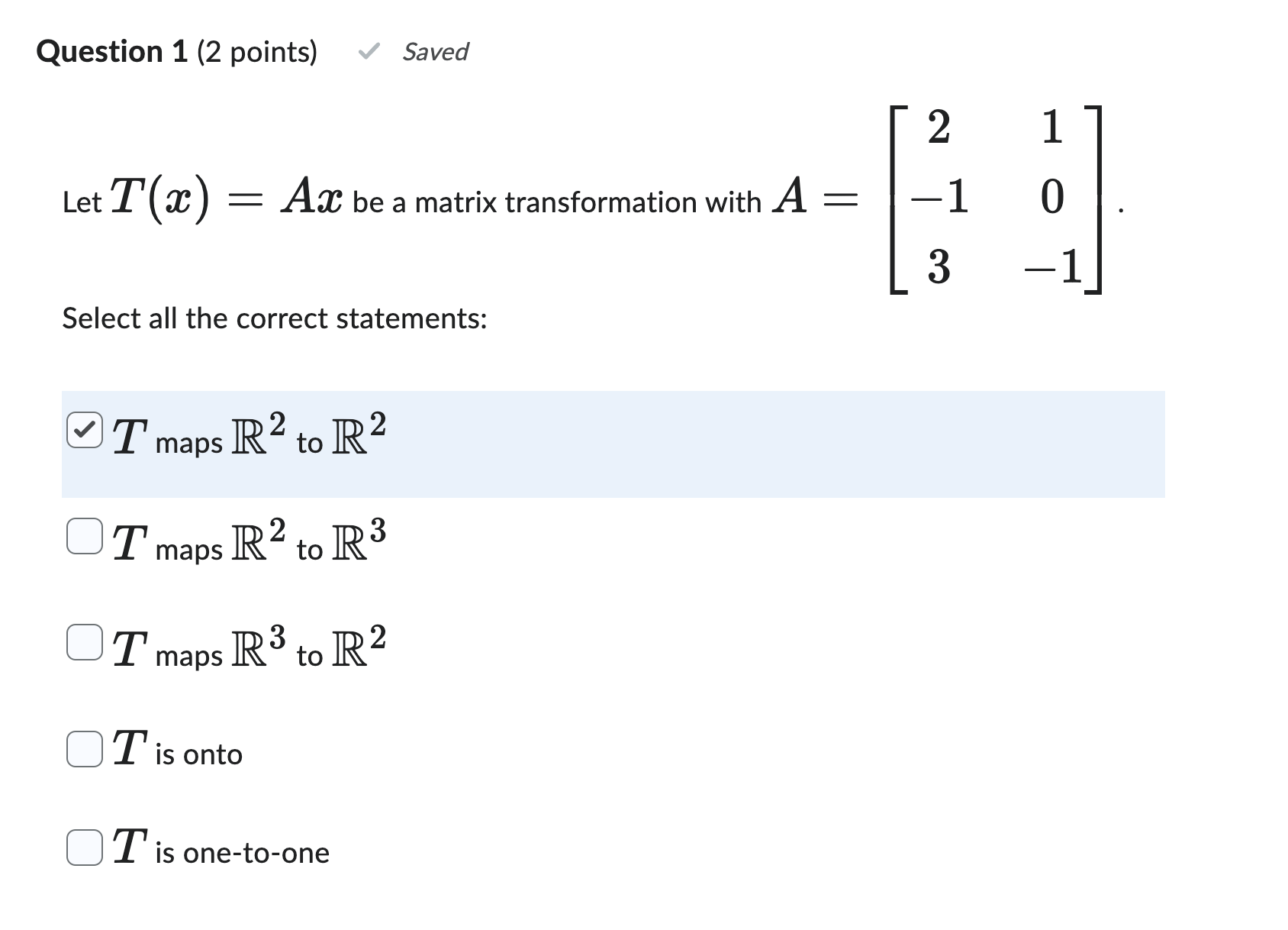 Solved Let T(x)=Ax be a matrix transformation with | Chegg.com