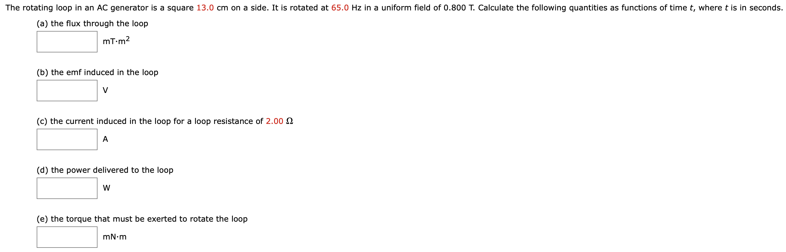 Solved The rotating loop in an AC generator is a square 13.0 | Chegg.com
