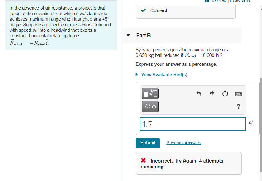 Solved Review Constants Correct In the absence of air | Chegg.com
