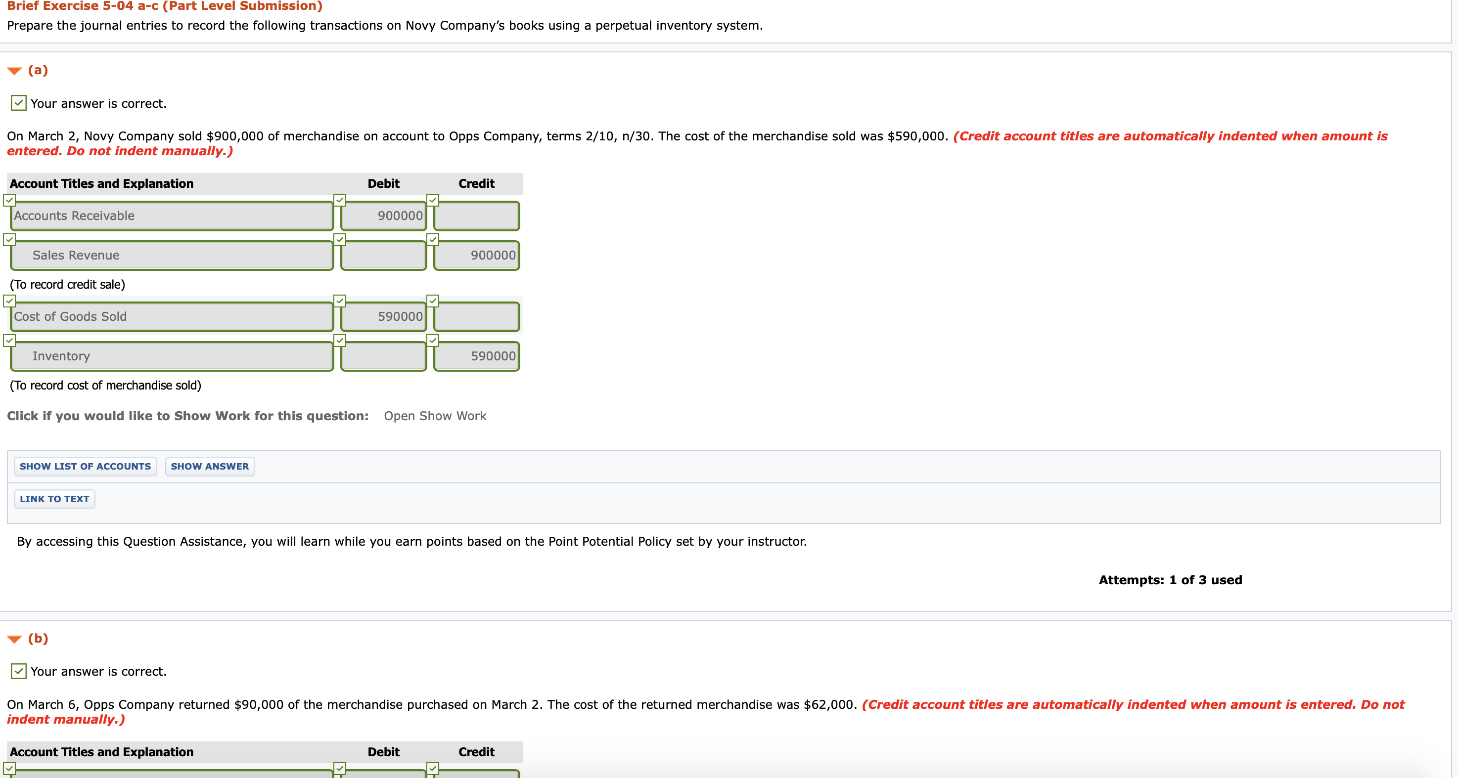 Solved Brief Exercise 5-04 a-c (Part Level | Chegg.com