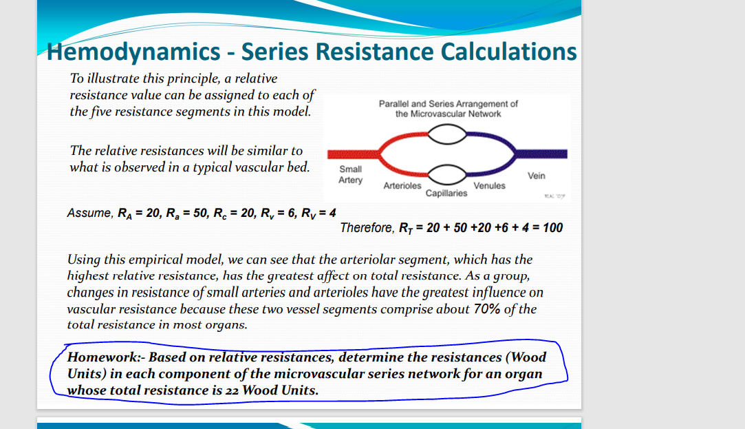 Solved Hemodynamics - Series Resistance Calculations To | Chegg.com