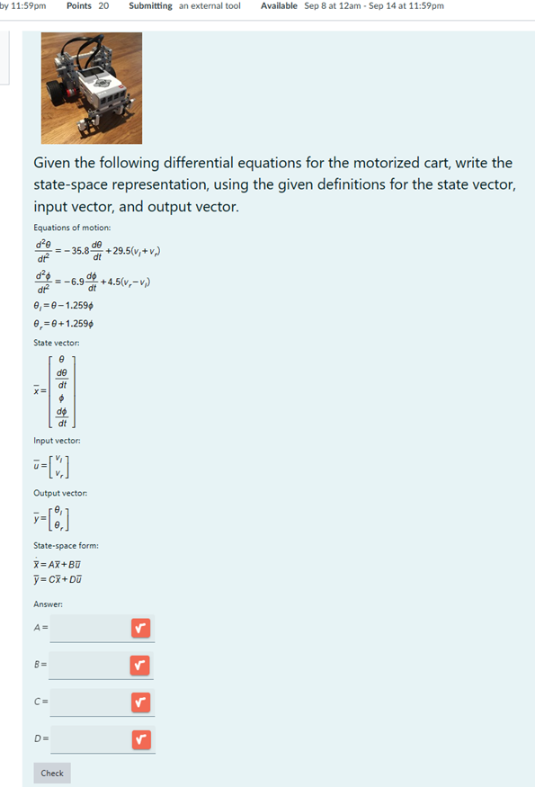 Solved Given the following differential equations for the | Chegg.com