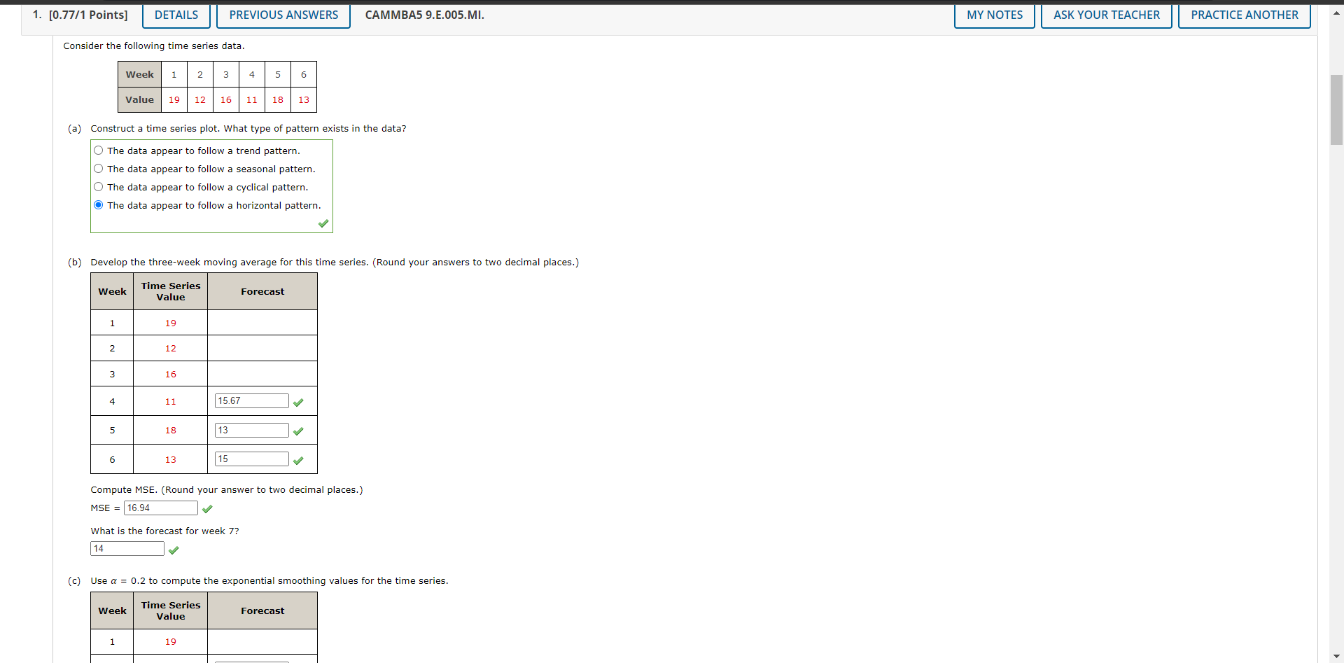 Solved Consider the following time series data. Week 1 2 3 4 | Chegg.com