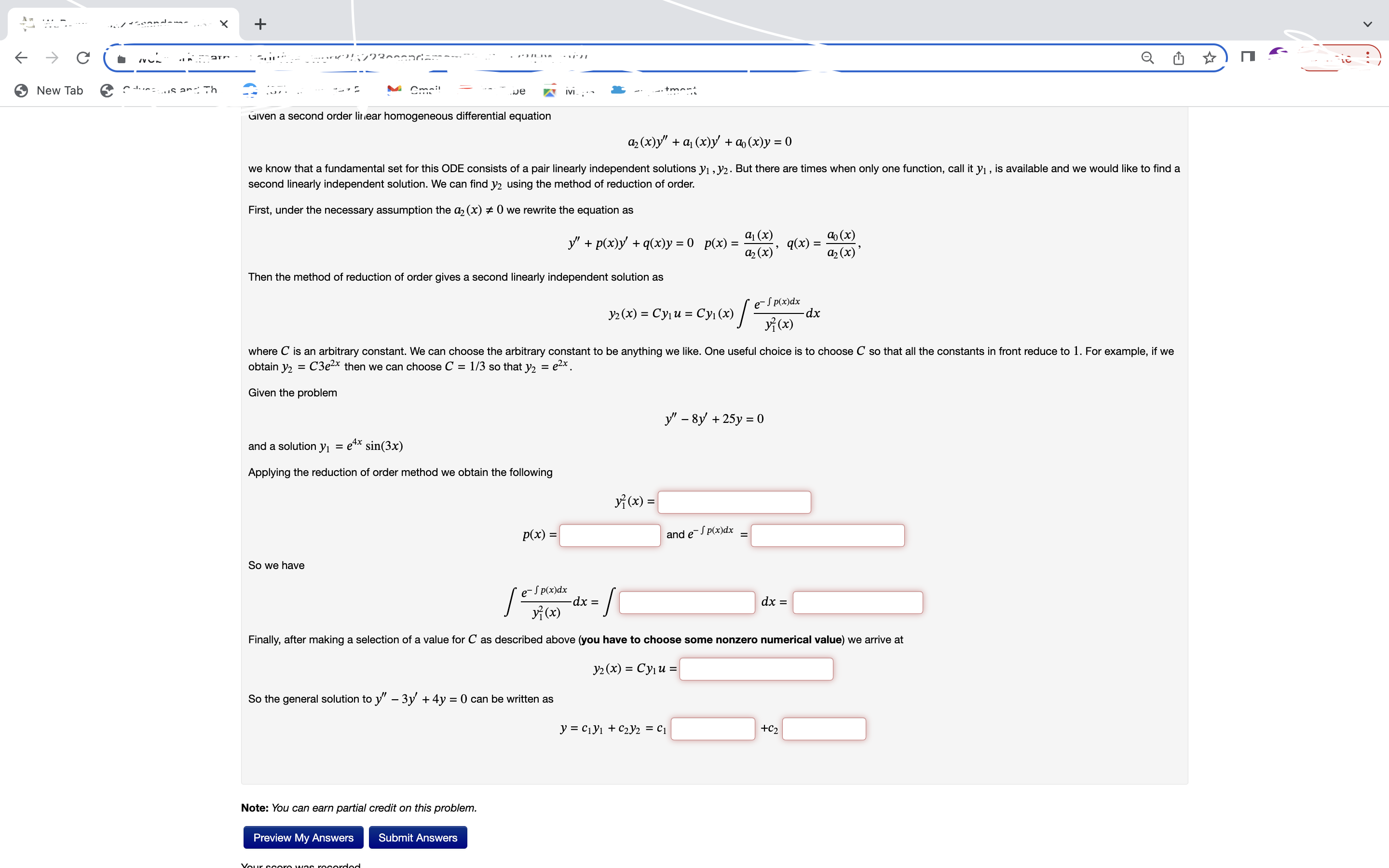 Solved úlven a second order lir iear homogeneous | Chegg.com