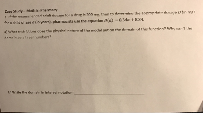 Solved Case Study- Math in Pharmacy 1. If the recommended | Chegg.com