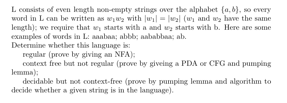 Solved L consists of even length non-empty strings over the | Chegg.com
