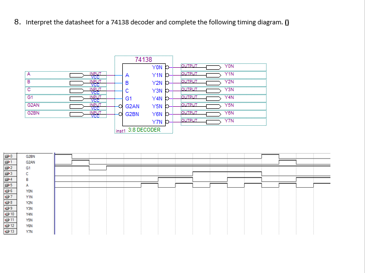 Solved 8. Interpret the datasheet for a 74138 decoder and | Chegg.com