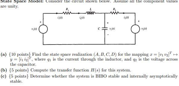 Solved State Space Model: Consider the circuit shown below. | Chegg.com