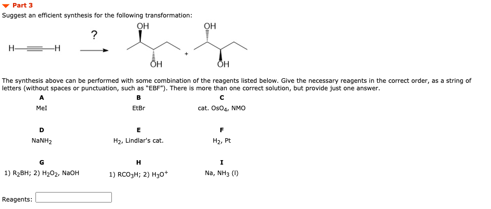 Solved Part 3 Suggest an efficient synthesis for the | Chegg.com Solved Part 3 Suggest an efficient synthesis for the | Chegg.com