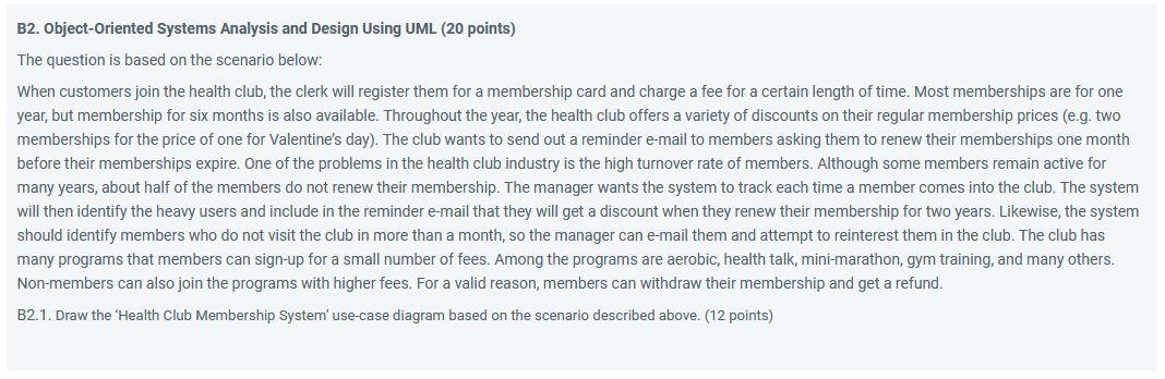 Solved B2. Object-Oriented Systems Analysis and Design Using | Chegg.com