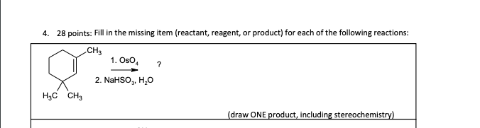 Solved 4. 28 points: Fill in the missing item (reactant, | Chegg.com