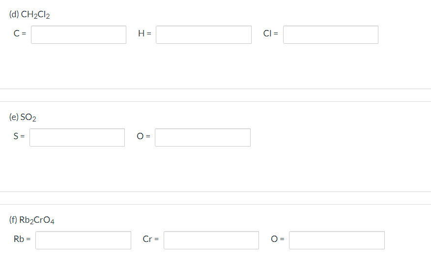 Solved Determine The Oxidation Number Of The Each Element In
