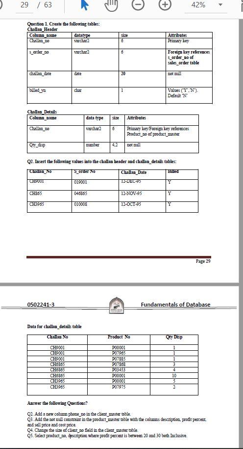 Solved 29 / 63 D 42% Question 1. Create the following | Chegg.com