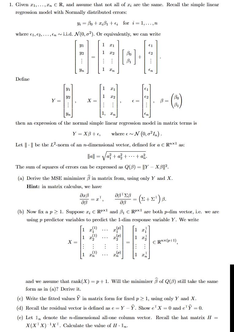 Solved Given x1,dots,xninR, and assume that not all of xi | Chegg.com