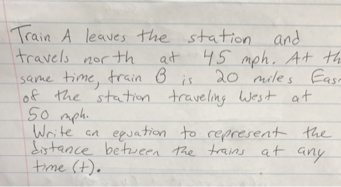 Solved Train A leaves the station and travels north at 45 | Chegg.com