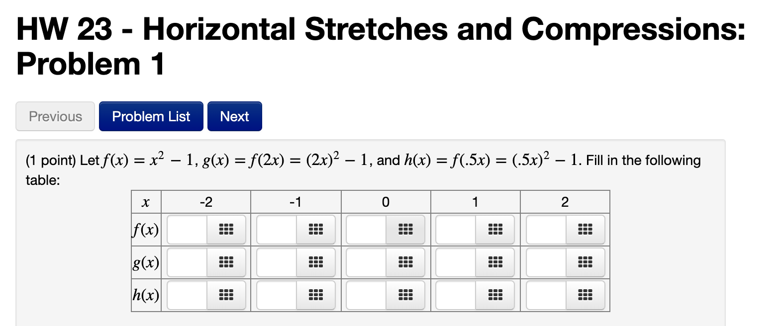 Solved HW 23 - Horizontal Stretches and Compressions: | Chegg.com