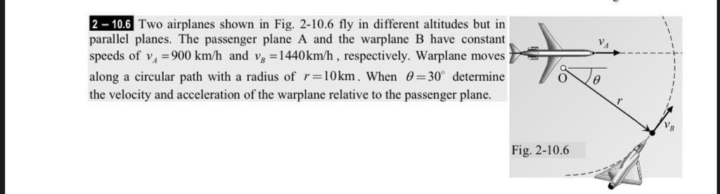 Solved 2-10.6 Two airplanes shown in Fig. 2-10.6 fly in | Chegg.com