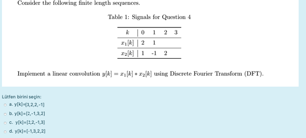Solved Consider the following finite length sequences. Table | Chegg.com