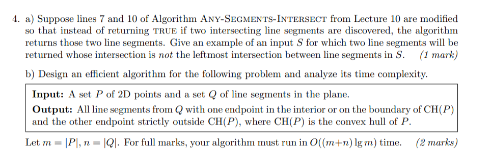 Ordering line segments, cont. Moving the sweep line | Chegg.com