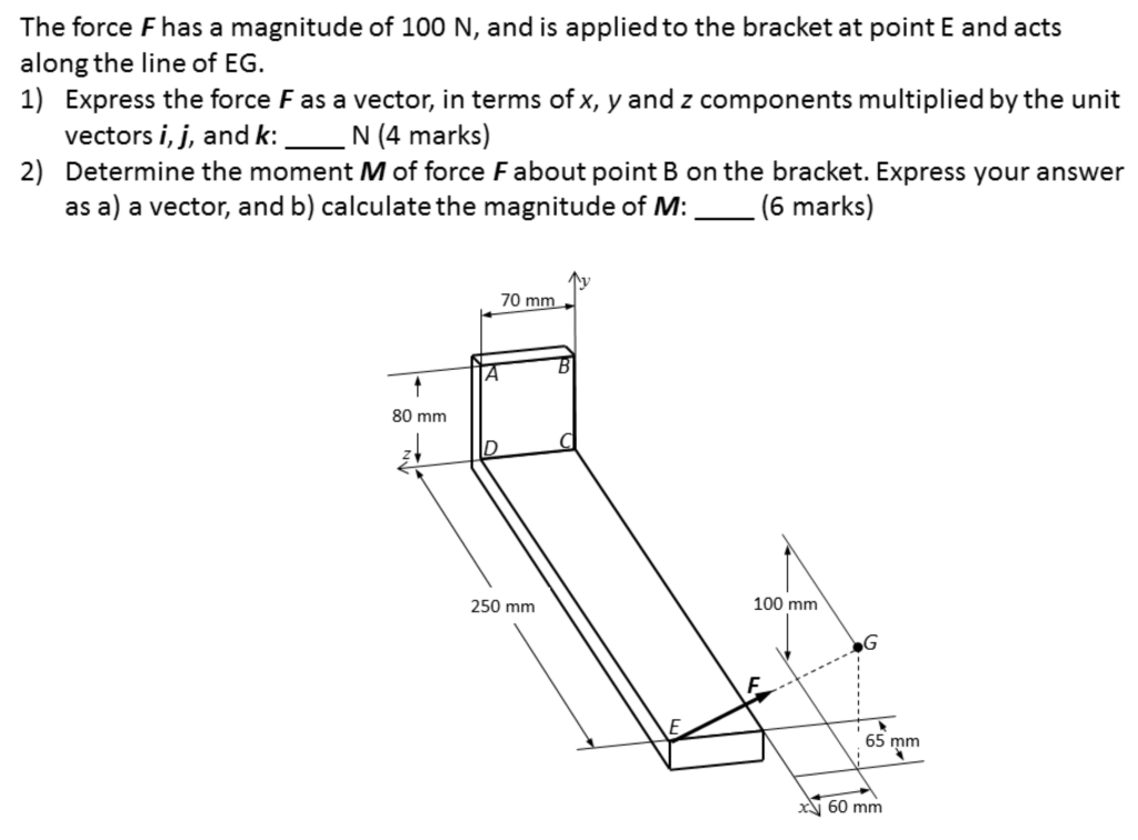 Solved The force Fhas a magnitude of 100 N, and is applied | Chegg.com