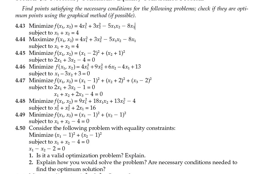 Solved Find points satisfying the necessary conditions for | Chegg.com