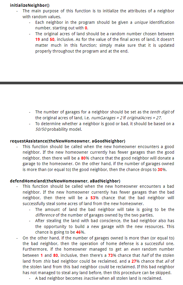 Solved Specifications In your program, you will create | Chegg.com