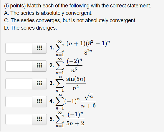 Solved (6 points) Match each of the following with the | Chegg.com