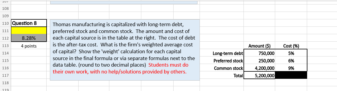 Please see image attached. Use excel formula only, | Chegg.com
