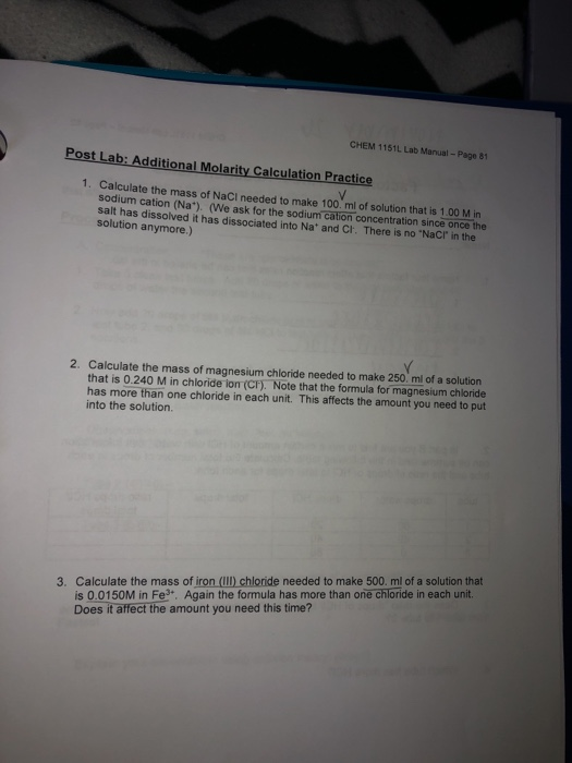 Solved CHEM 1151L Lab Manual-Page 81 Post Lab: Additional | Chegg.com Solved CHEM 1151L Lab Manual-Page 81 Post Lab: Additional | Chegg.com