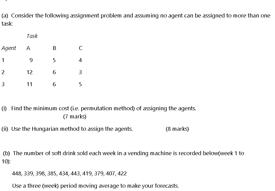 Solved (a) Consider the following assignment problem and | Chegg.com