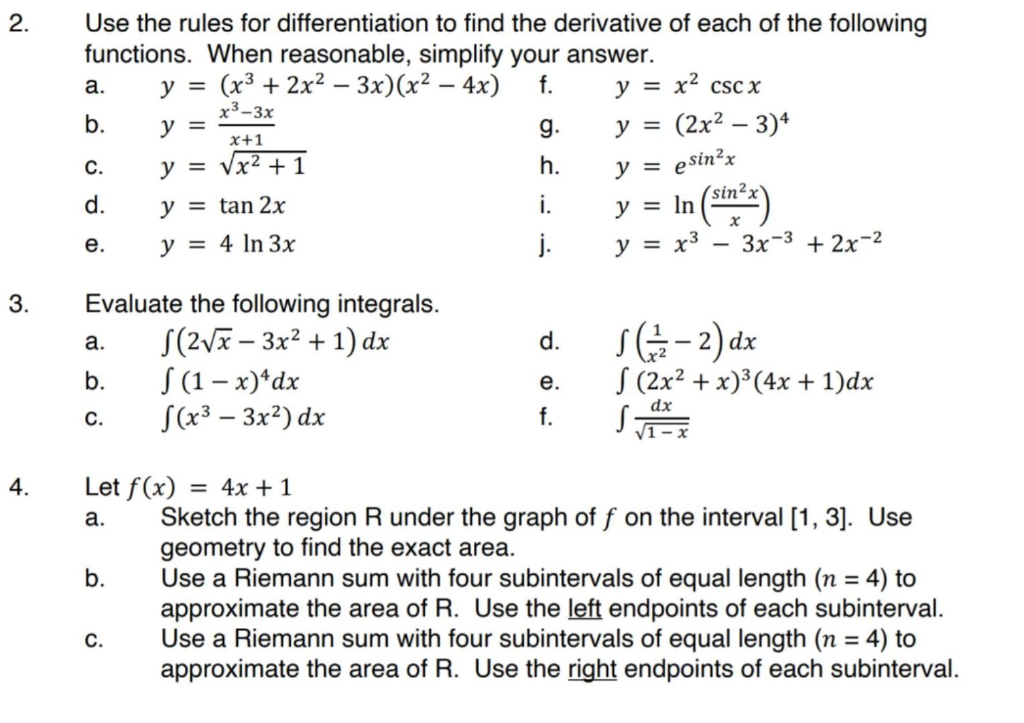 Solved 2. x3-3x Use the rules for differentiation to find | Chegg.com
