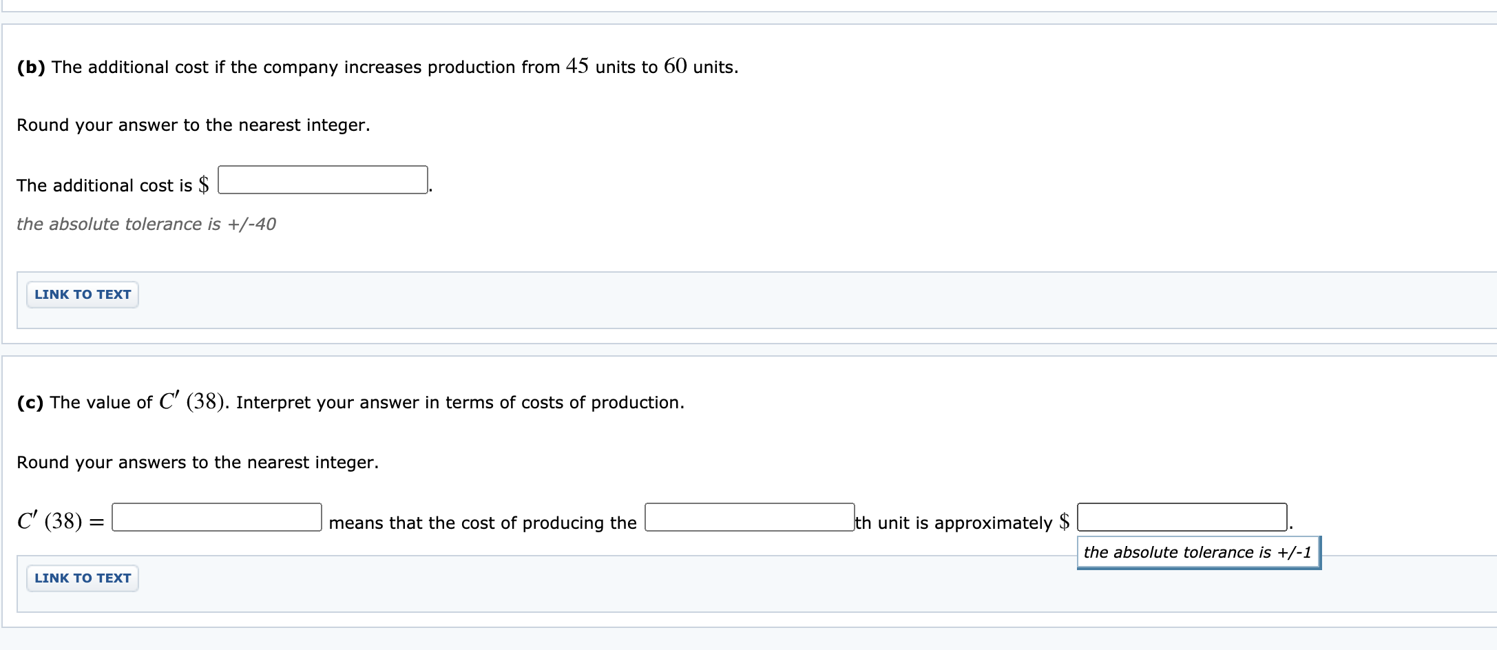 Solved Chapter 5, Section 5.5, Question 005 A marginal cost | Chegg.com