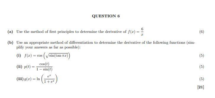 Solved (a) Use the method of first principles to determine | Chegg.com