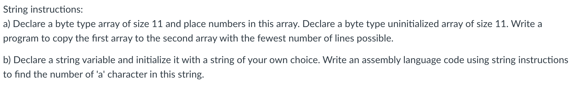 String Instructions A Declare A Byte Type Array Of 