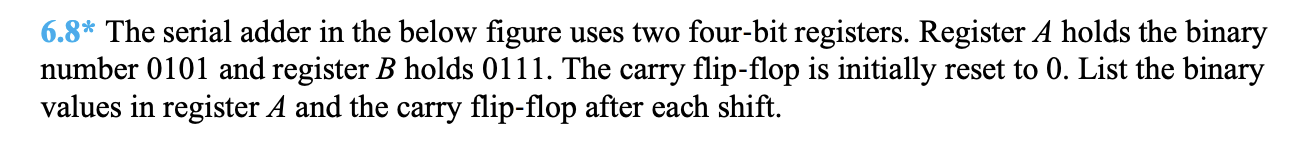 Solved 6.8* The serial adder in the below figure uses two | Chegg.com
