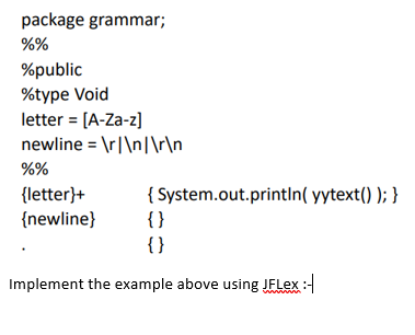 Solved package grammar; %% %public %type Void letter = | Chegg.com