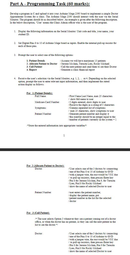 Part A - Programming Task (60 marks): Develop a | Chegg.com