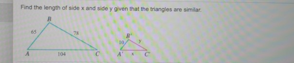 Solved Find the length of side x and side y given that the | Chegg.com