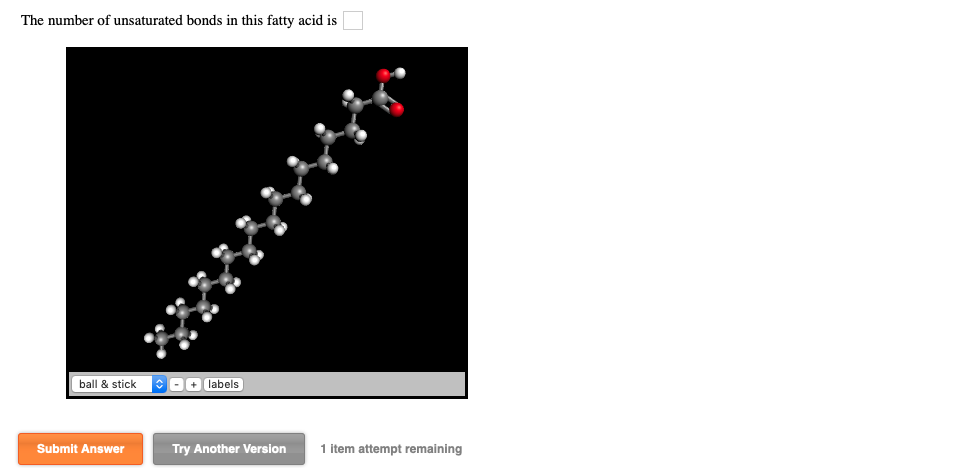 Solved The number of unsaturated bonds in this fatty acid is | Chegg.com