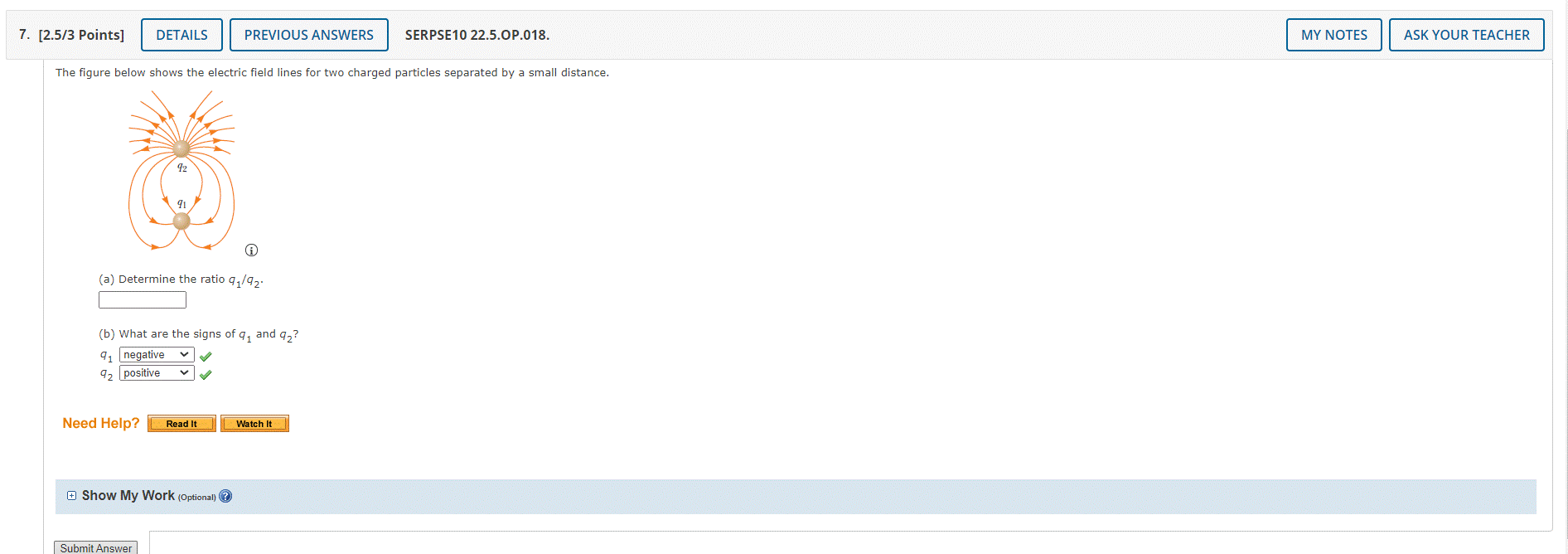 Solved I need help on my electrostatics homework for physics | Chegg.com