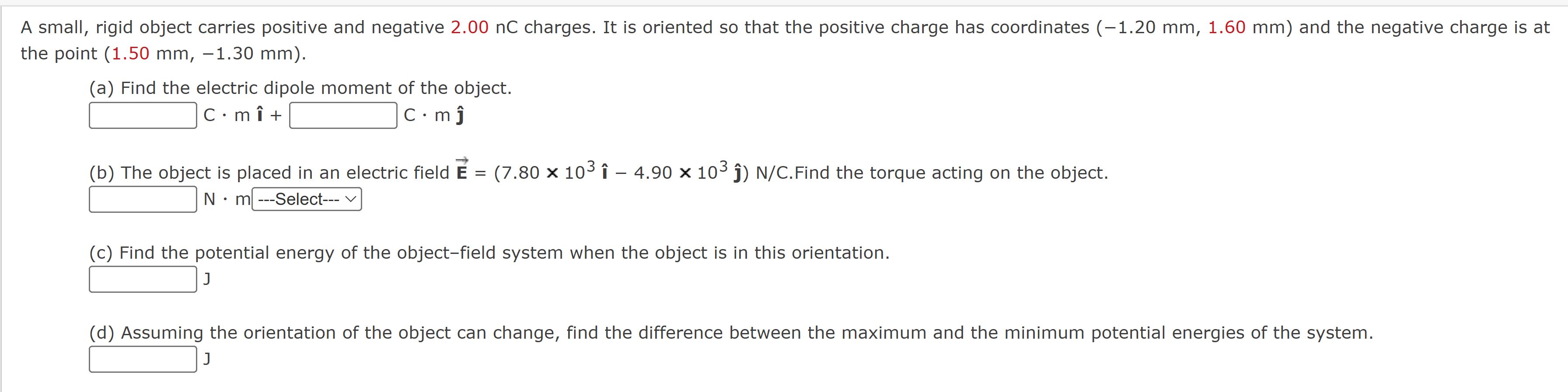 Solved A small, rigid object carries positive and negative | Chegg.com