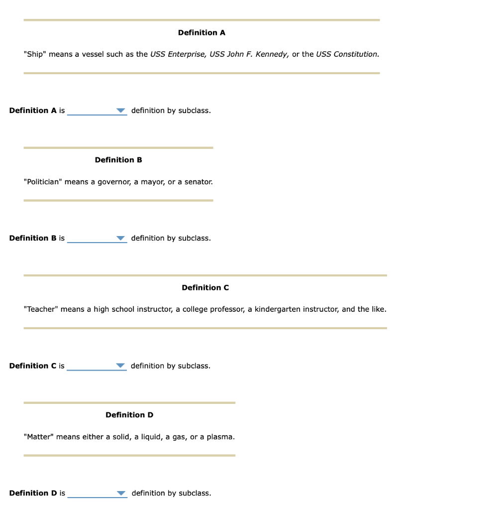 Indicate whether each of the following definitions is | Chegg.com
