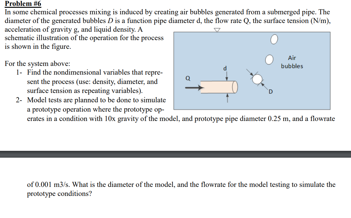 Solved Problem #6 In some chemical processes mixing is | Chegg.com
