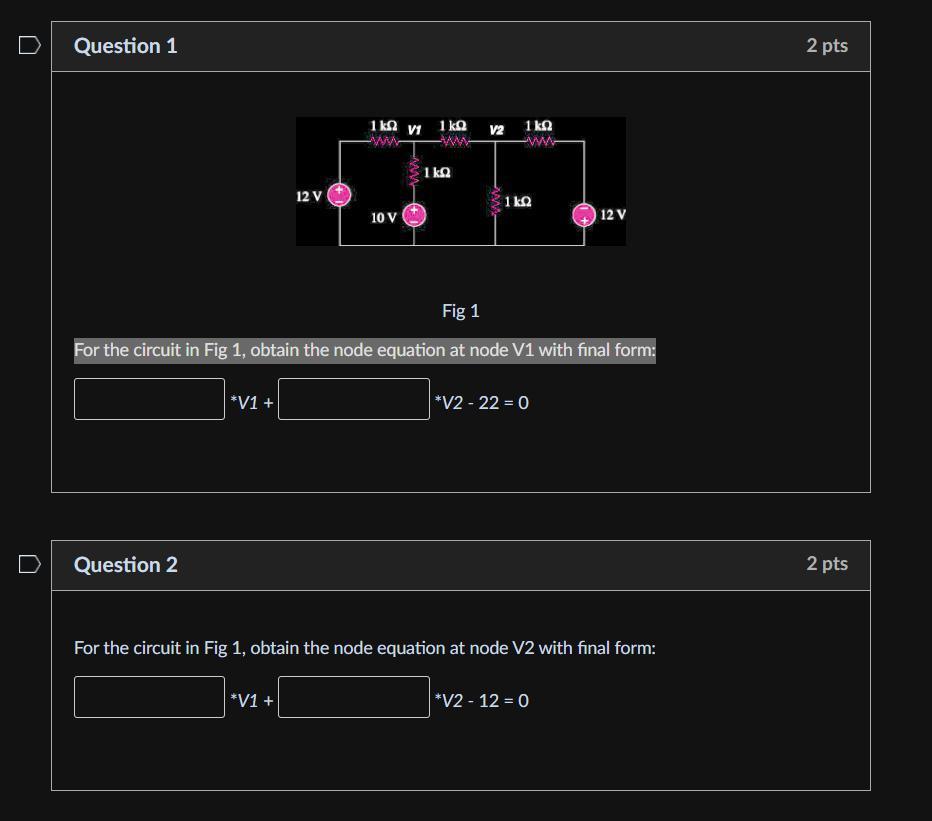 Solved Fig 1 For the circuit in Fig 1, obtain the node | Chegg.com