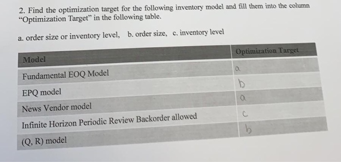 Solved 2. Find the optimization target for the following | Chegg.com