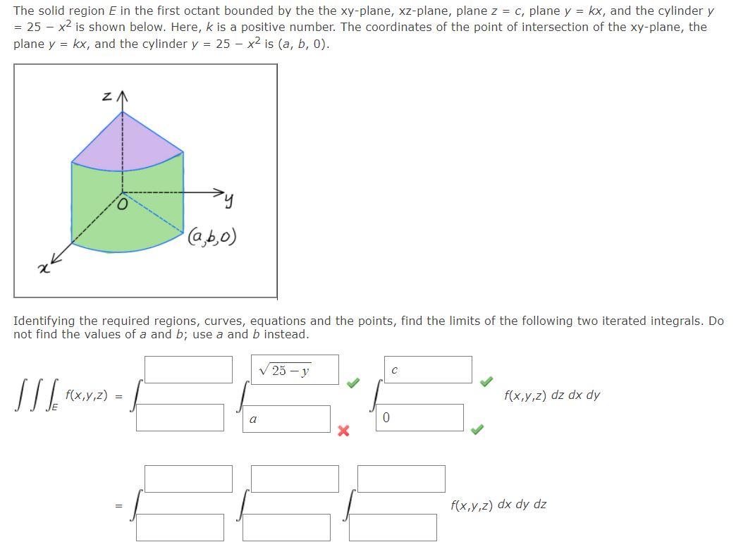 Solved The solid region E in the first octant bounded by | Chegg.com